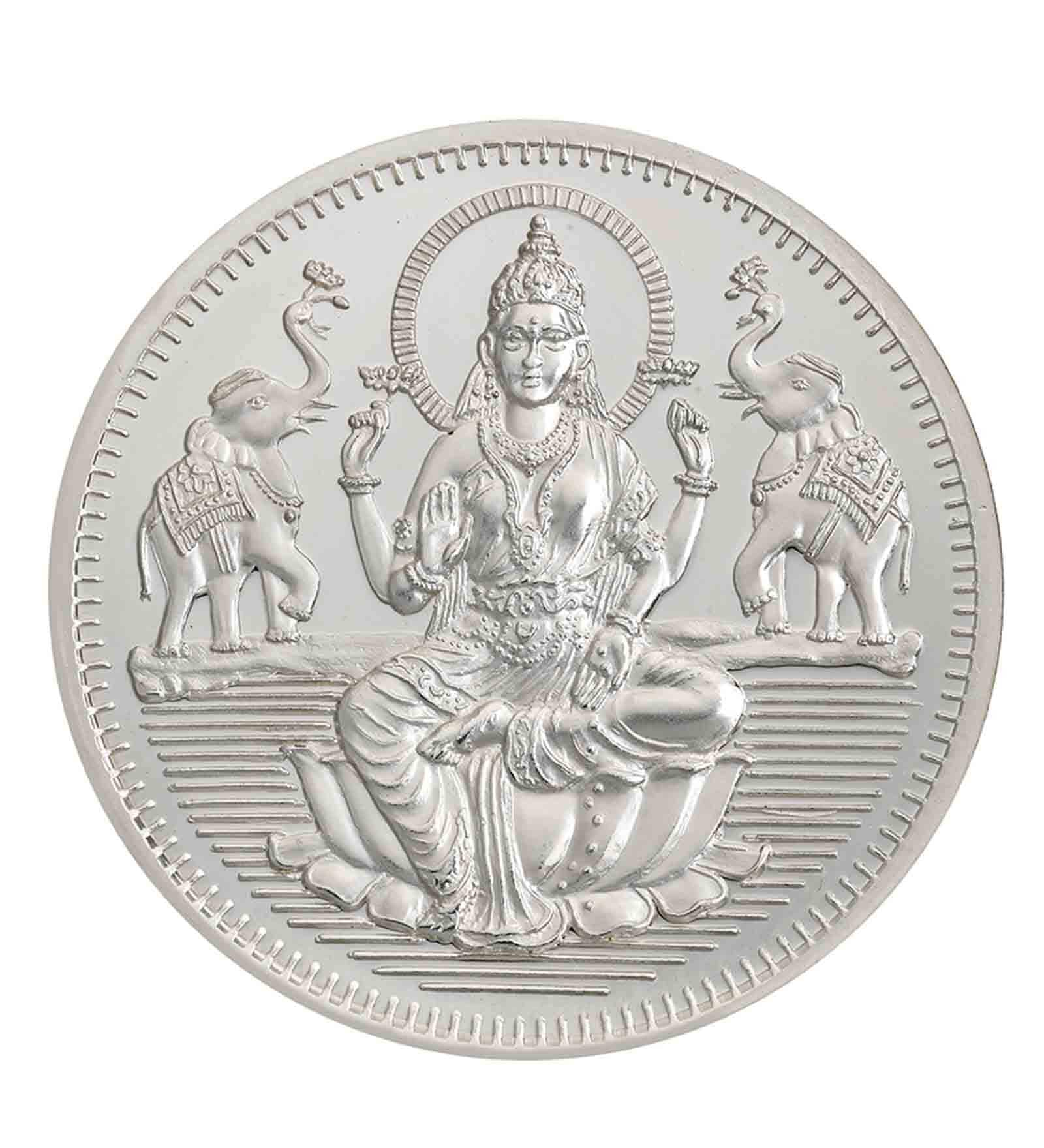 Buy 100 Grams (999) Goddess Lakshmi Silver Coin By Bangalore Refinery ...