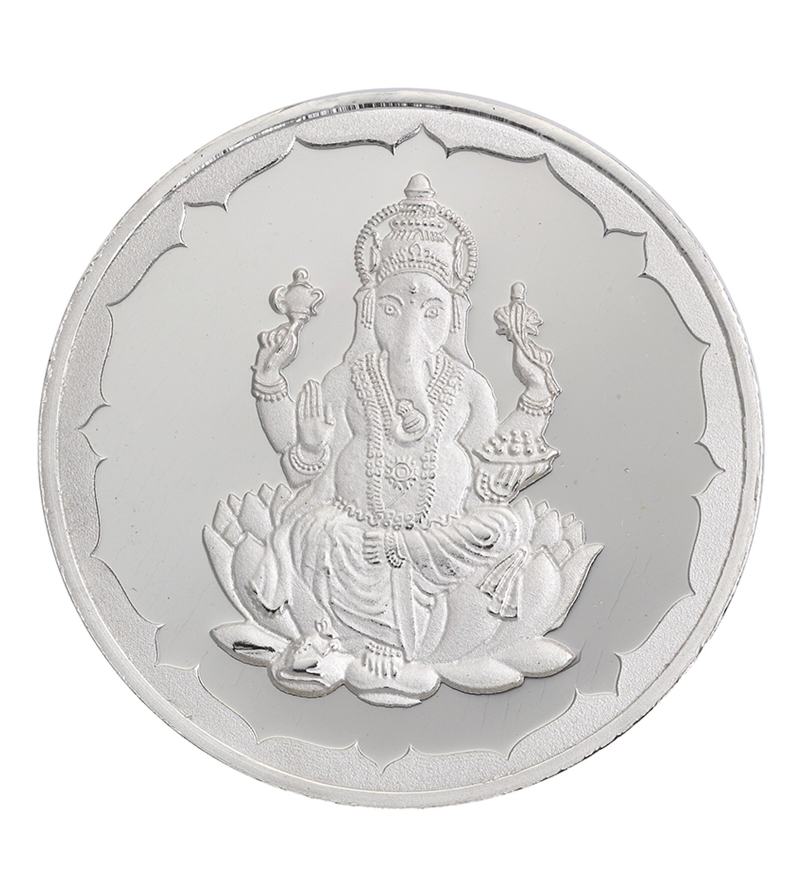 Buy 100 Grams (999) Lord Ganesha Silver Coin By Bangalore Refinery at ...