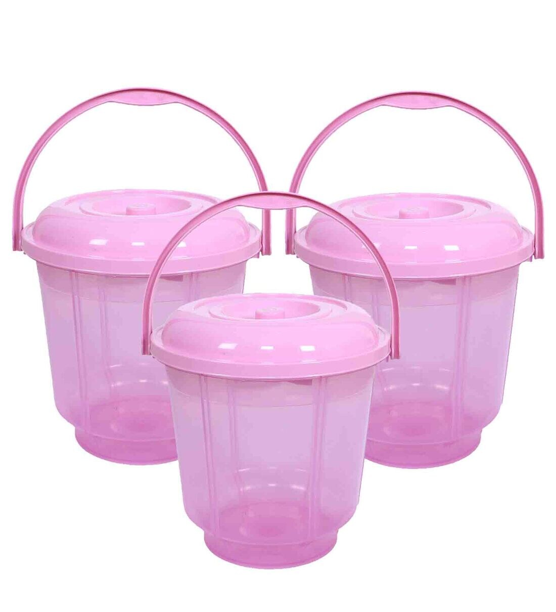 Buy 13 Ltrs Pink Plastic Bucket (Set of 3) By Kuber Industries Online ...