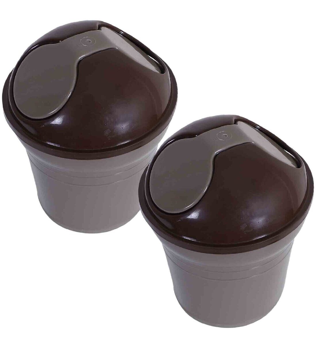 Buy 3 Litre Dark Brown Plastic Swing Top Dustbins Set Of 2 By Kuber ...
