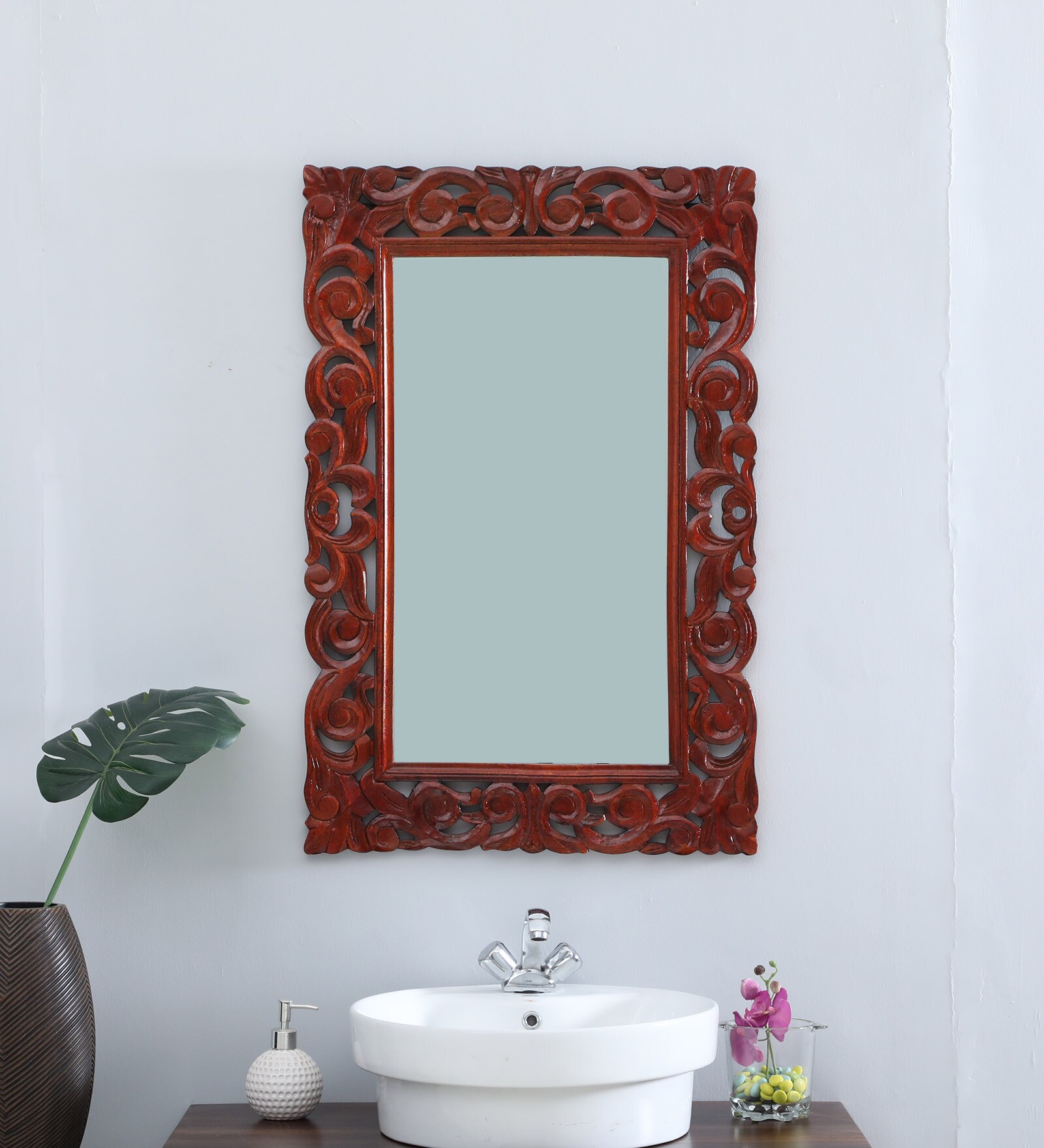 Buy Brown Mango Wood Knight Wall Mirror Online - Wall Mirrors - Wall ...