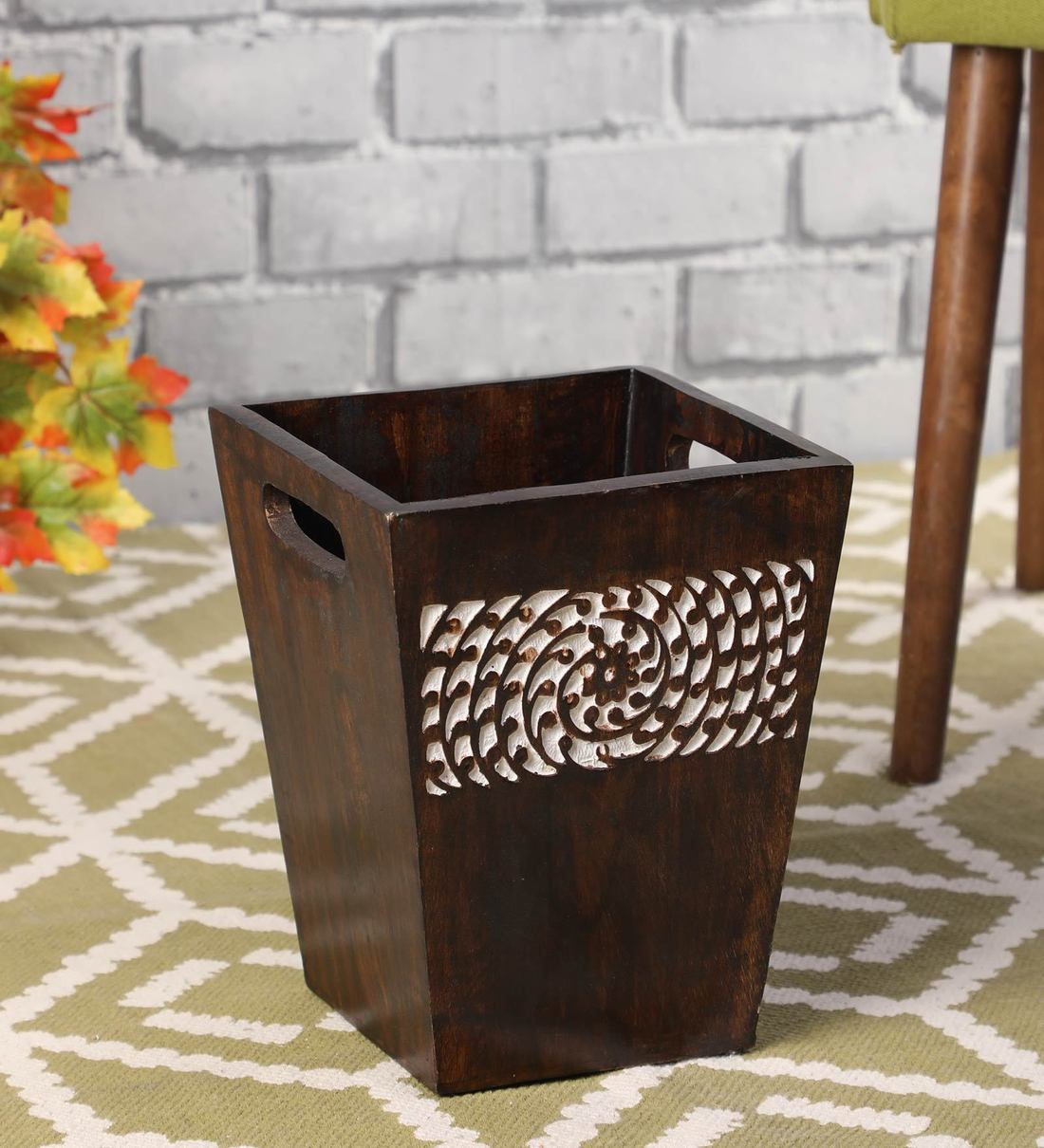 Buy Handcrafted Wooden Durham Brown Dustbin at 48% OFF by The Urban ...