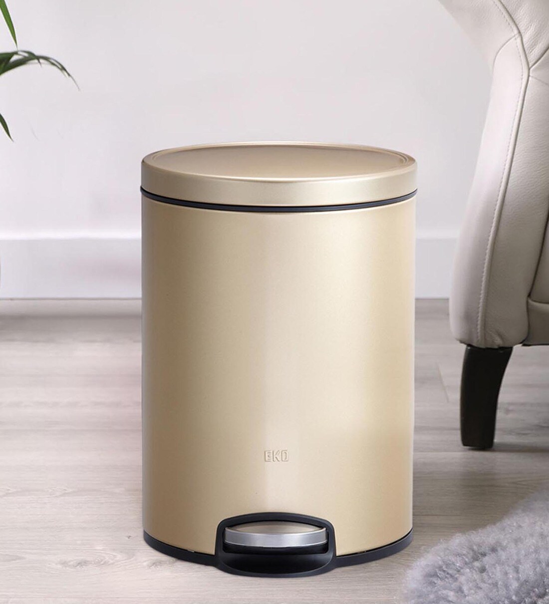 Buy Golden 5 Ltr Stainless Steel Step Dustbin by Obsessions Online ...