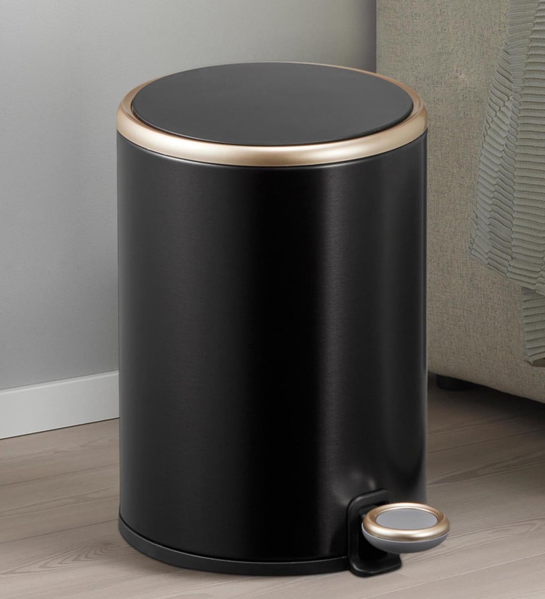 Buy Black 6 Ltr Stainless Steel Step Dustbin by Obsessions Online ...