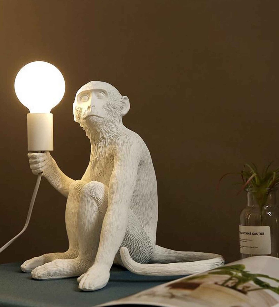 Buy Sitting Monkey White Shade Table Lamp With Matte Base by TheKarak ...