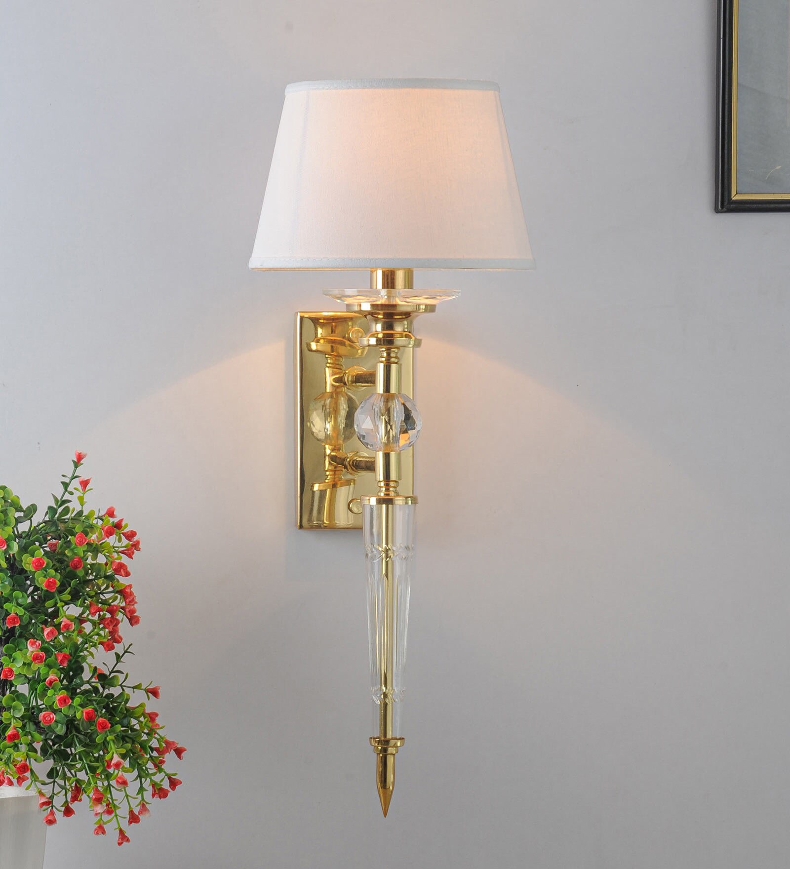 Buy Aberdeenshire Brass Gold Glass Wall Light by Kapoor E Illuminations ...