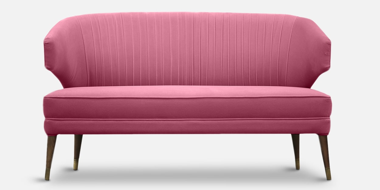 Buy Adrian 2 Seater Sofa in Pink Colour Online - Contemporary 2 Seater ...
