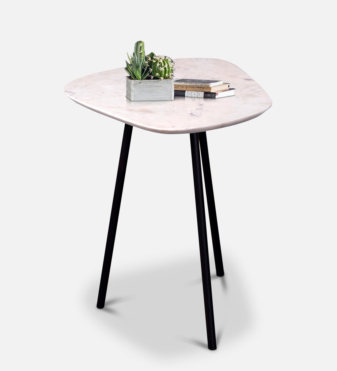 Buy Alabaster High End Table With Marble Top In White & Black Finish at ...