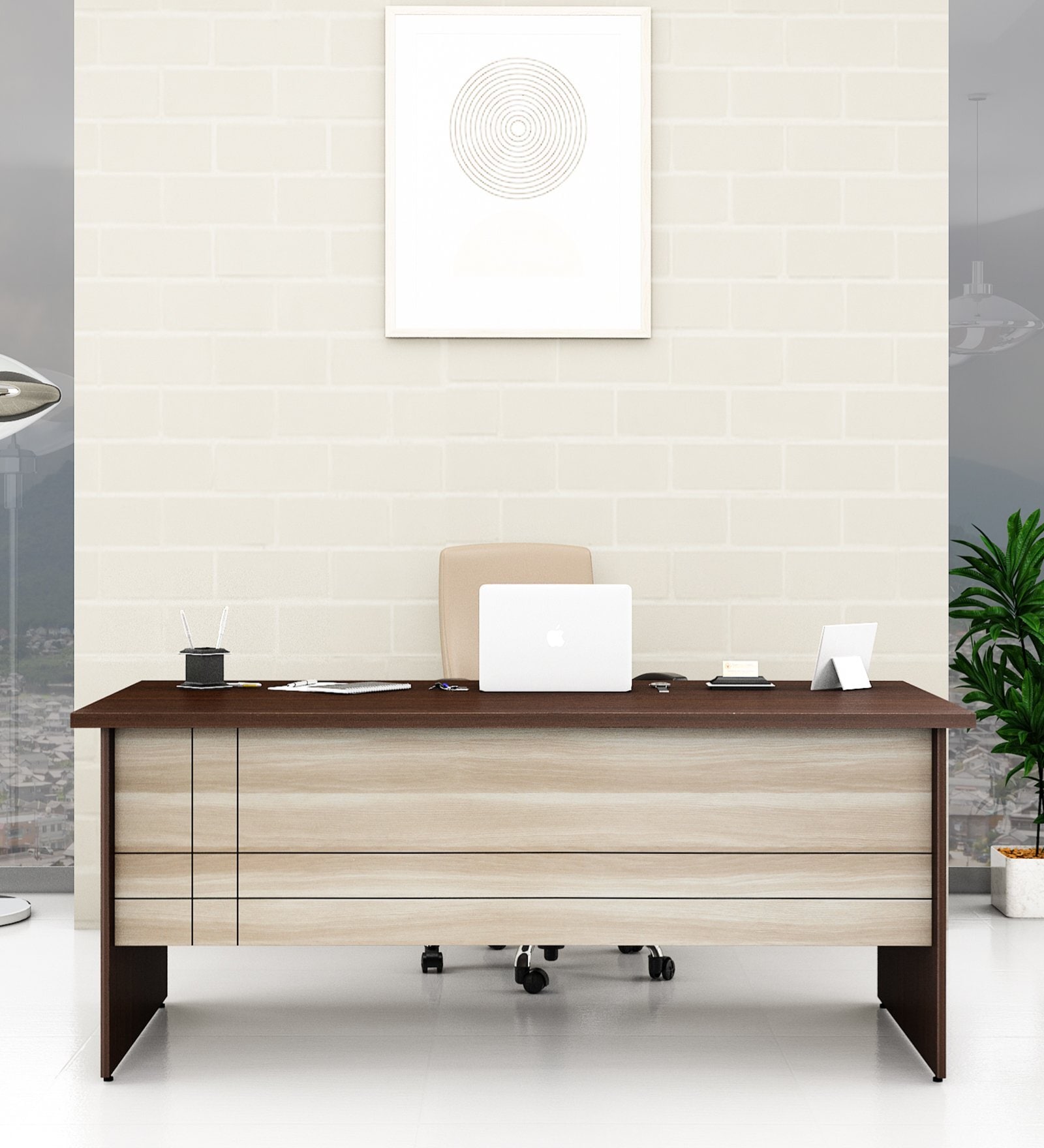 Buy Alston Xl Workstation In Dark Balliness Pine & Cloud Ash Finish at ...