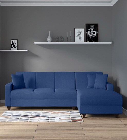 Buy Alba RHS Sectional Sofa (3 + Lounger) in Garnet Red Colour Online - Modern RHS Sectional ...