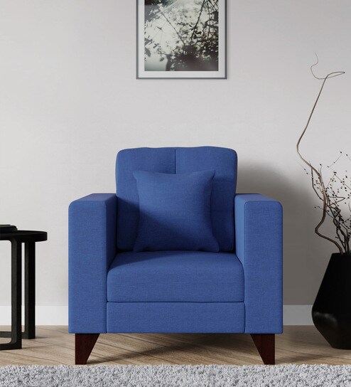 Buy Alfredo Fabric 1 Seater Sofa In Denim Blue Colour Online - Lawson 1 ...
