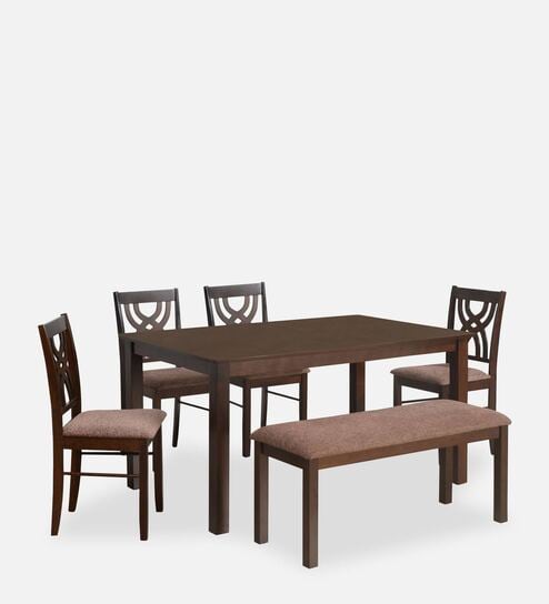 Buy Alice 6 Seater Dining Set in Cherry Finish with Bench Online ...