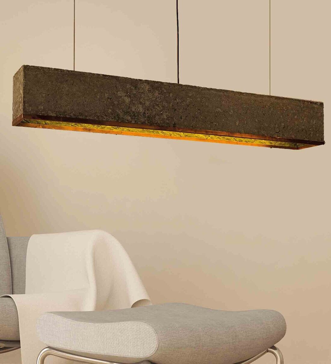 Buy Amalgam Oblang Pendant Lamp Feather Cement Wall Lamp By Oorjaa at ...