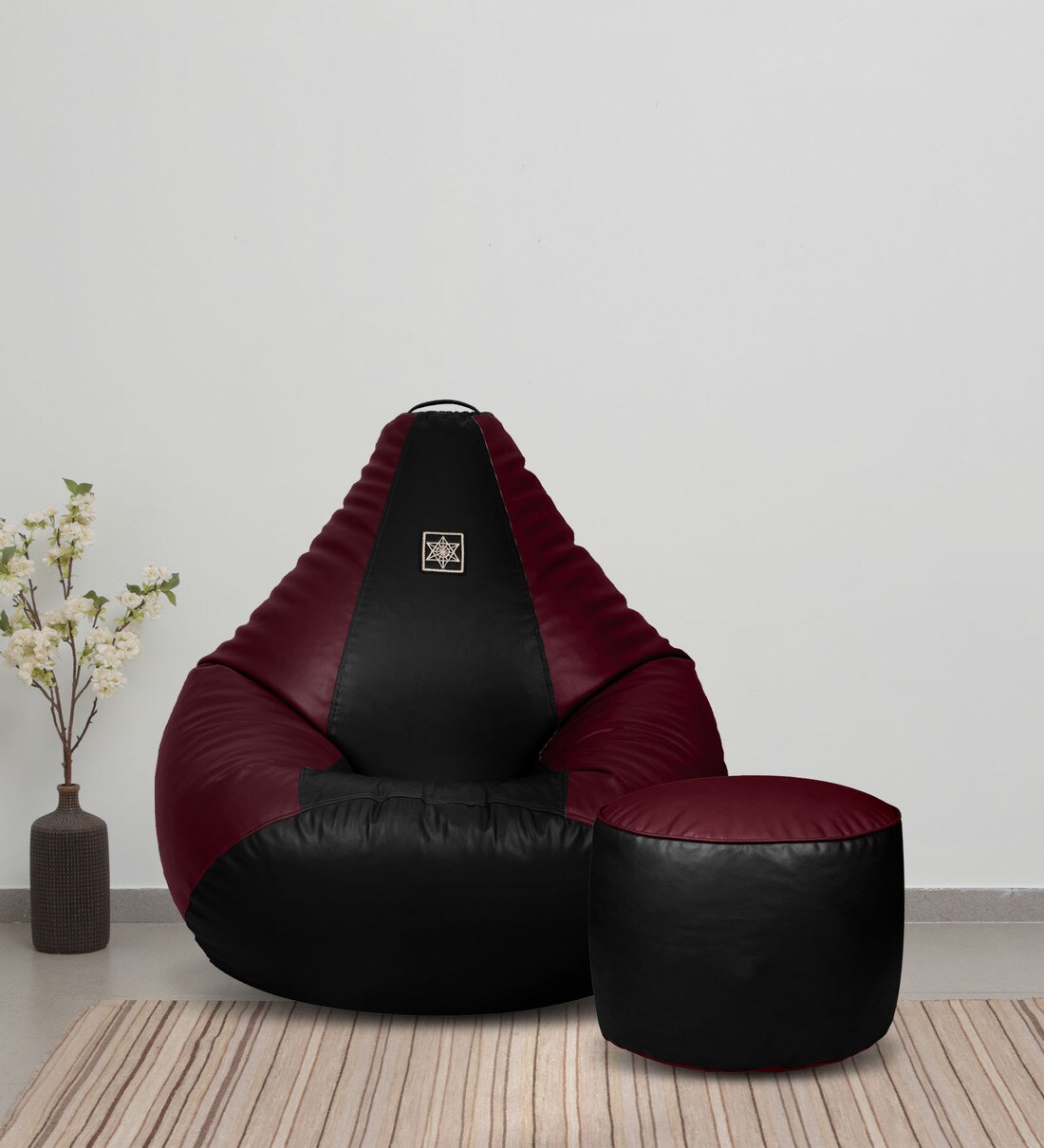 Buy Amazing Xxxl Leatherette Bean Bag With Beans In Black Maroon