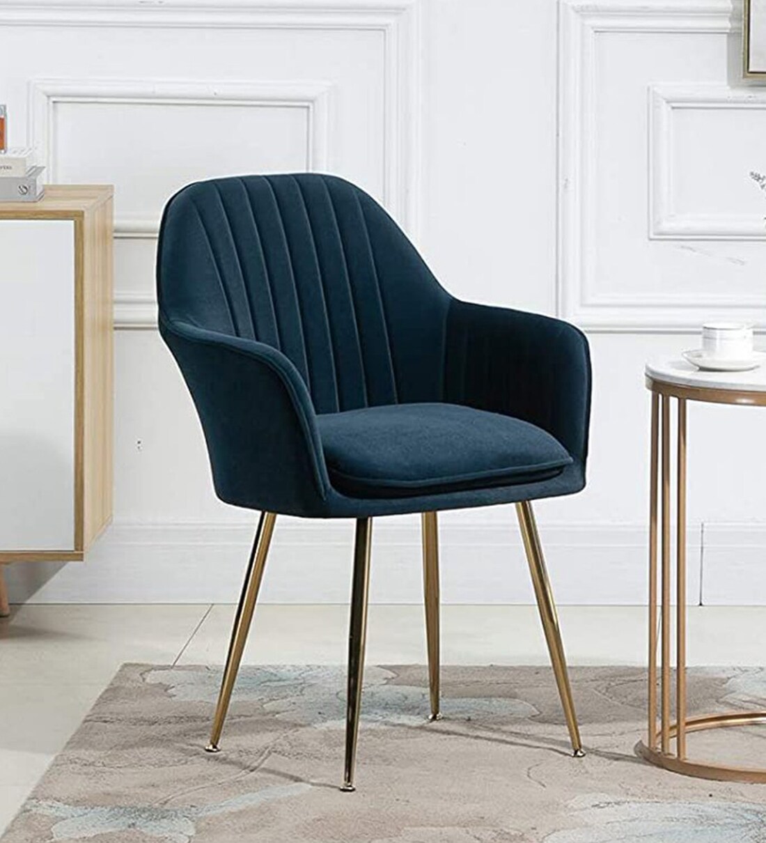 Buy Ambar Velvet Dining Chair in Dark Blue Colour at 100% OFF by Finch ...