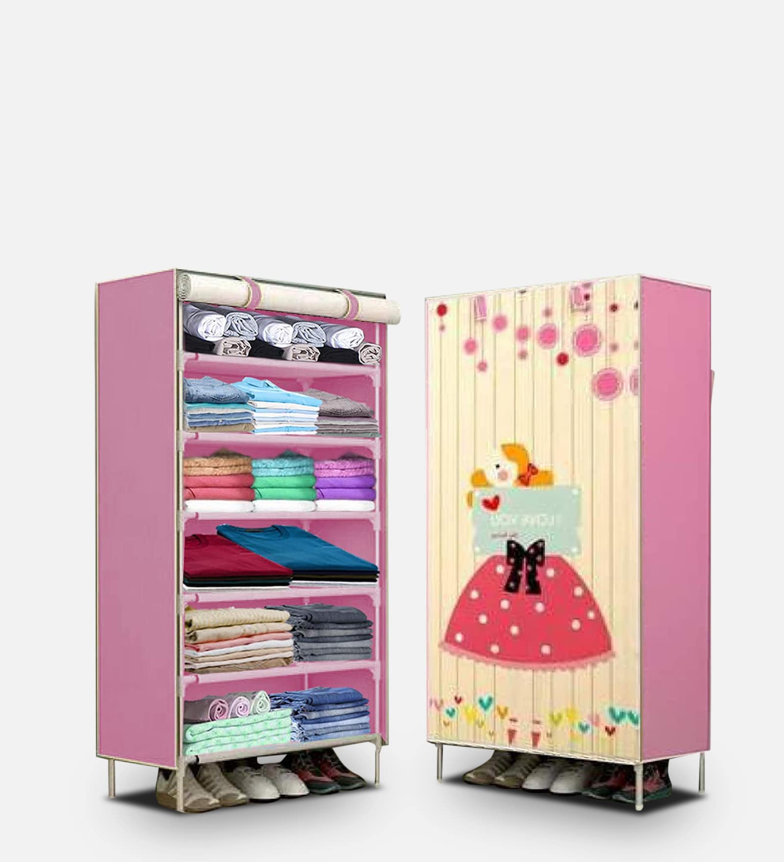 Buy Amber Fabric Open Shoe Rack in Baby Pink Finish at 70% OFF by Aysis ...