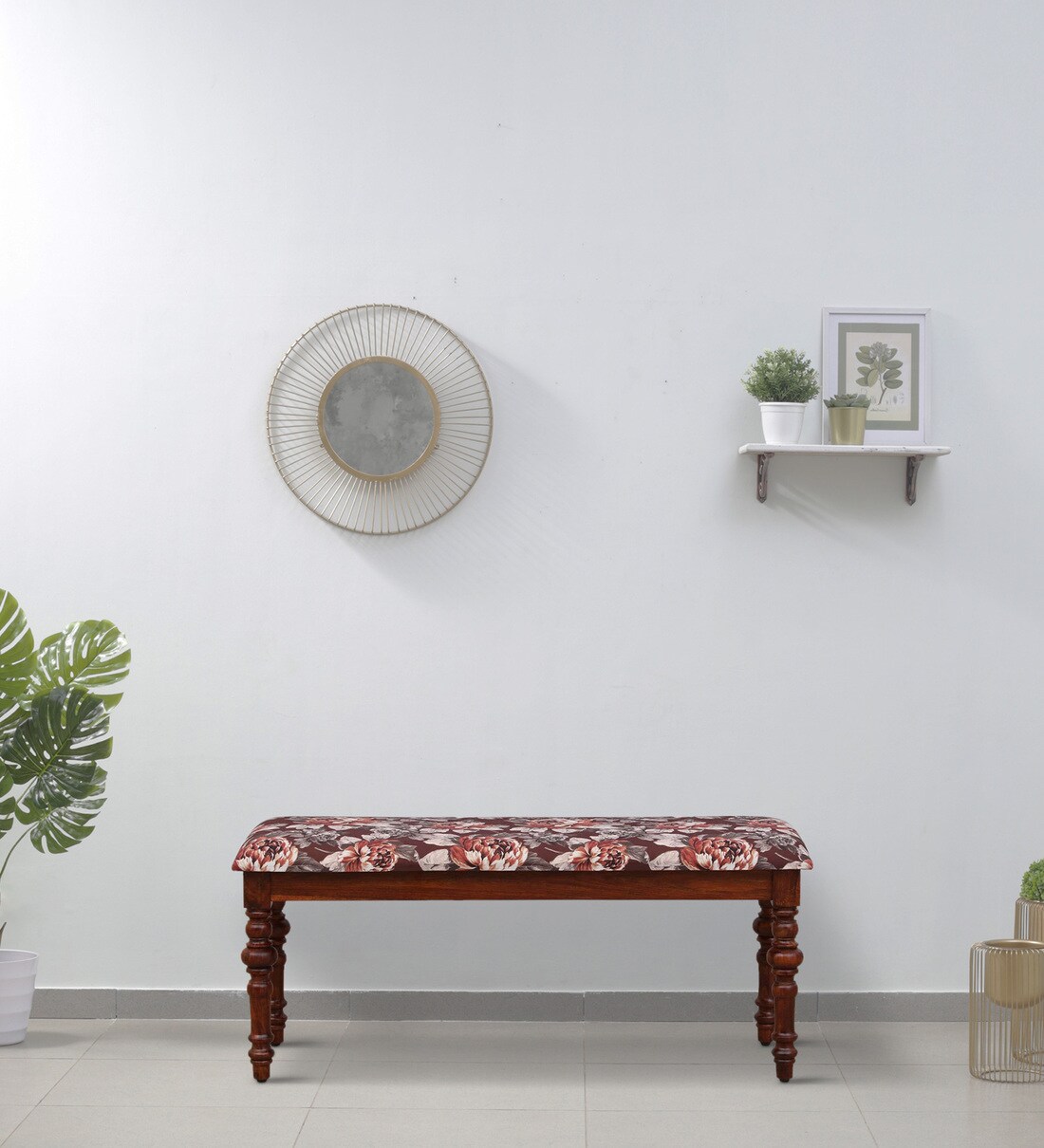 Buy Anika Sheesham Wood Cushioned Bench In Honey Oak Finish at 15% OFF ...