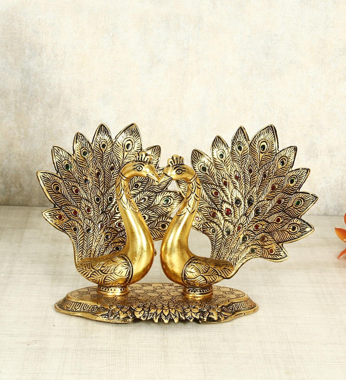 Buy Antique Golden Aluminium Pair Of Peacocks at 32% OFF by Handicrafts ...