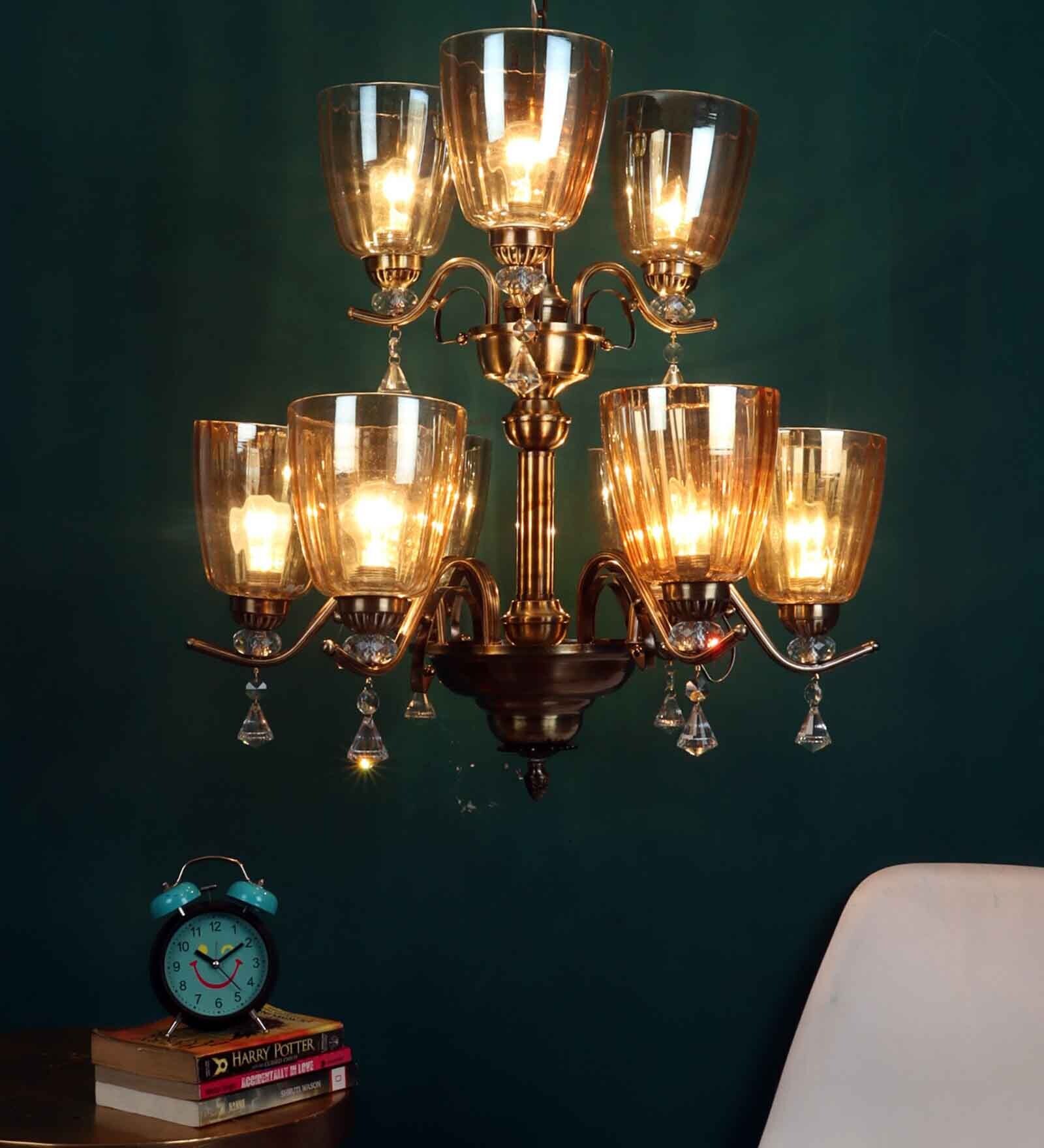 Buy Antique Brass Iron Glass Chandeliers By Eliante By Jainsons Lights ...