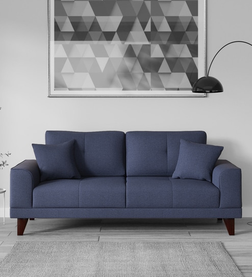 Buy Antonio Fabric 3 Seater Sofa In Navy Blue Colour Online - Lawson ...