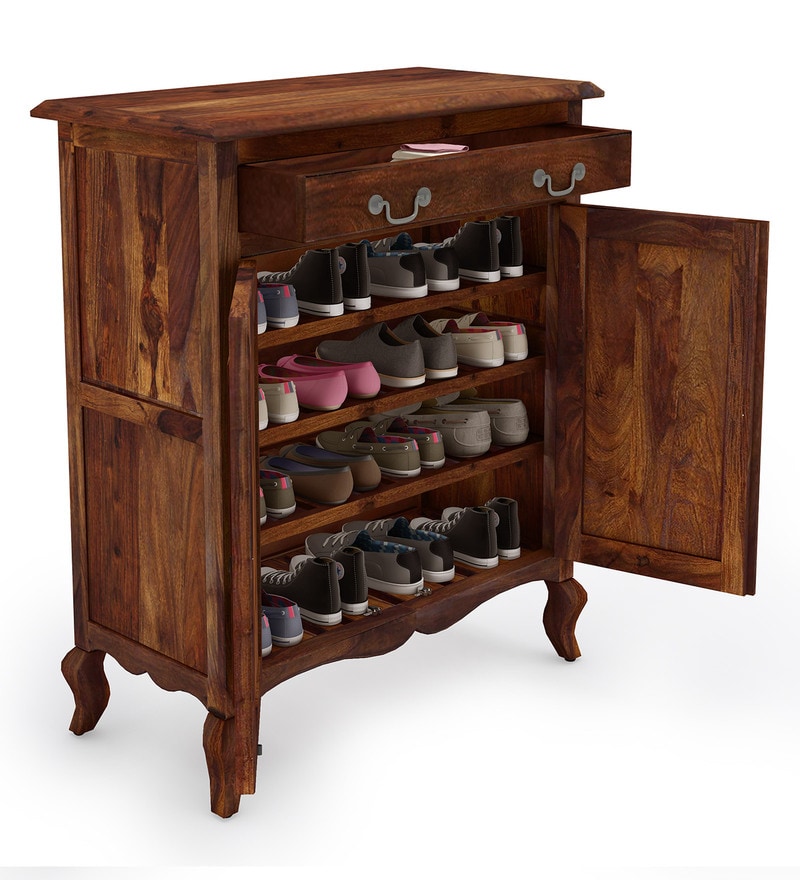 Buy Anne Solid Wood Shoe Rack in Provincial Teak Finish by Amberville ...