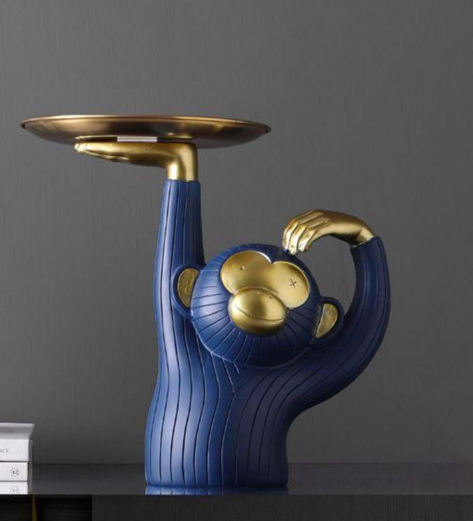 Buy Ape Resin Animal Figurine with Metal Trinket Tray by Smokey ...