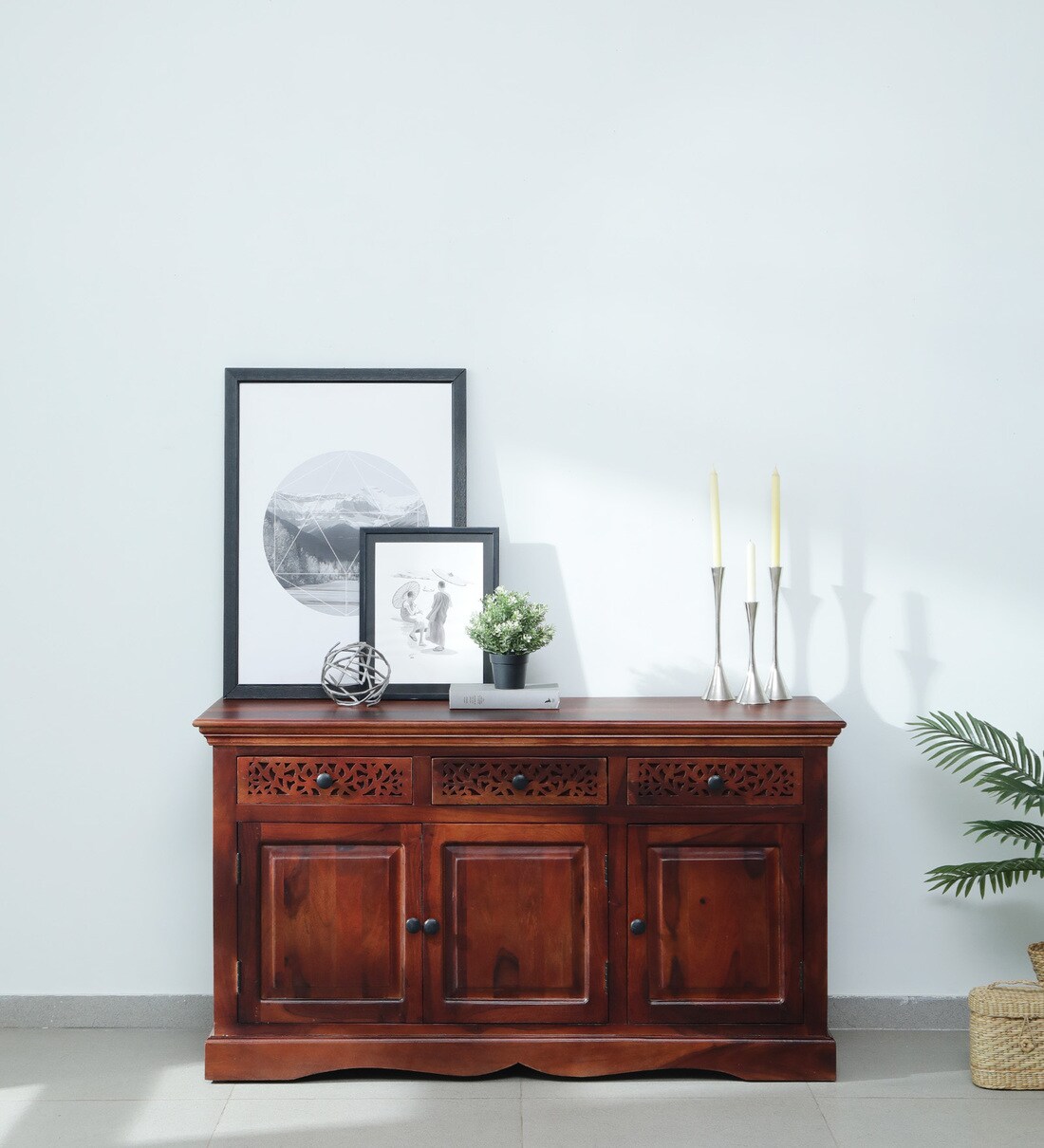 Buy Aramika Sheesham Wood Sideboard In Honey Oak Finish Online ...