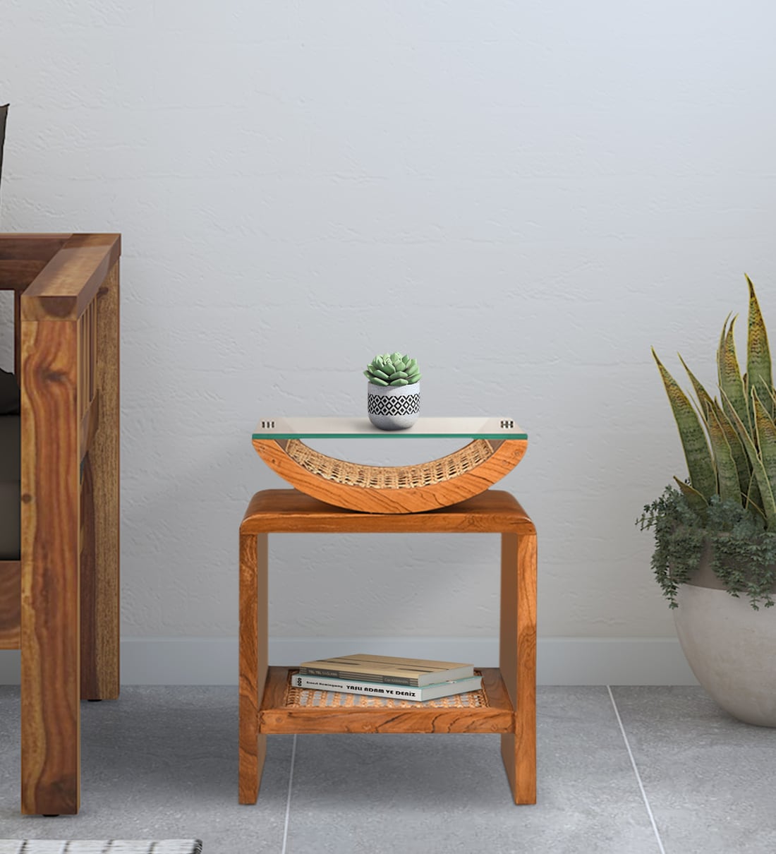 Buy Arch Cane End Tablein Teak Colour at 100% OFF by Opaque | Pepperfry