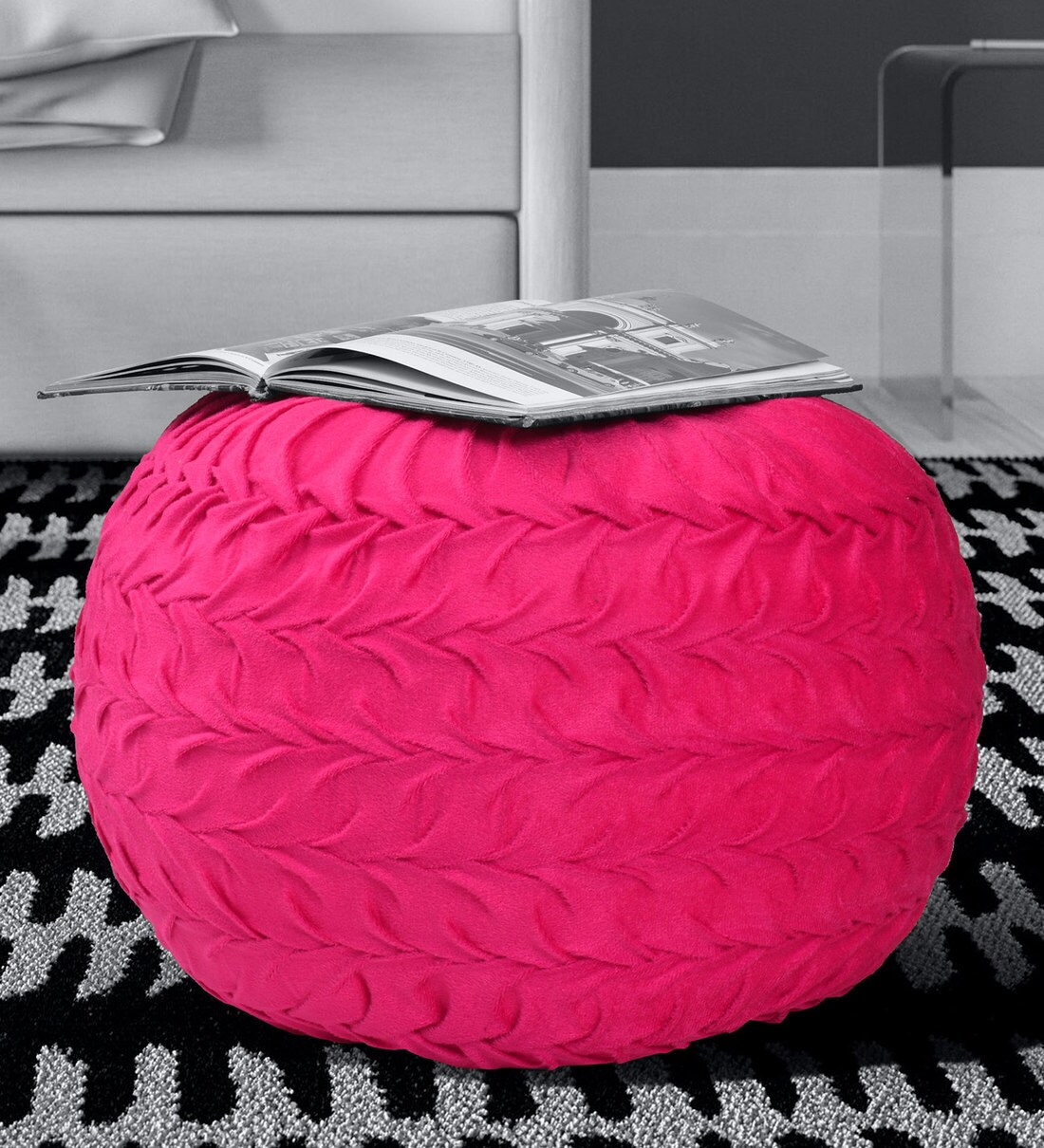Buy Smith Round Pouffe in Pink Colour at 30% OFF by Riance Creations ...