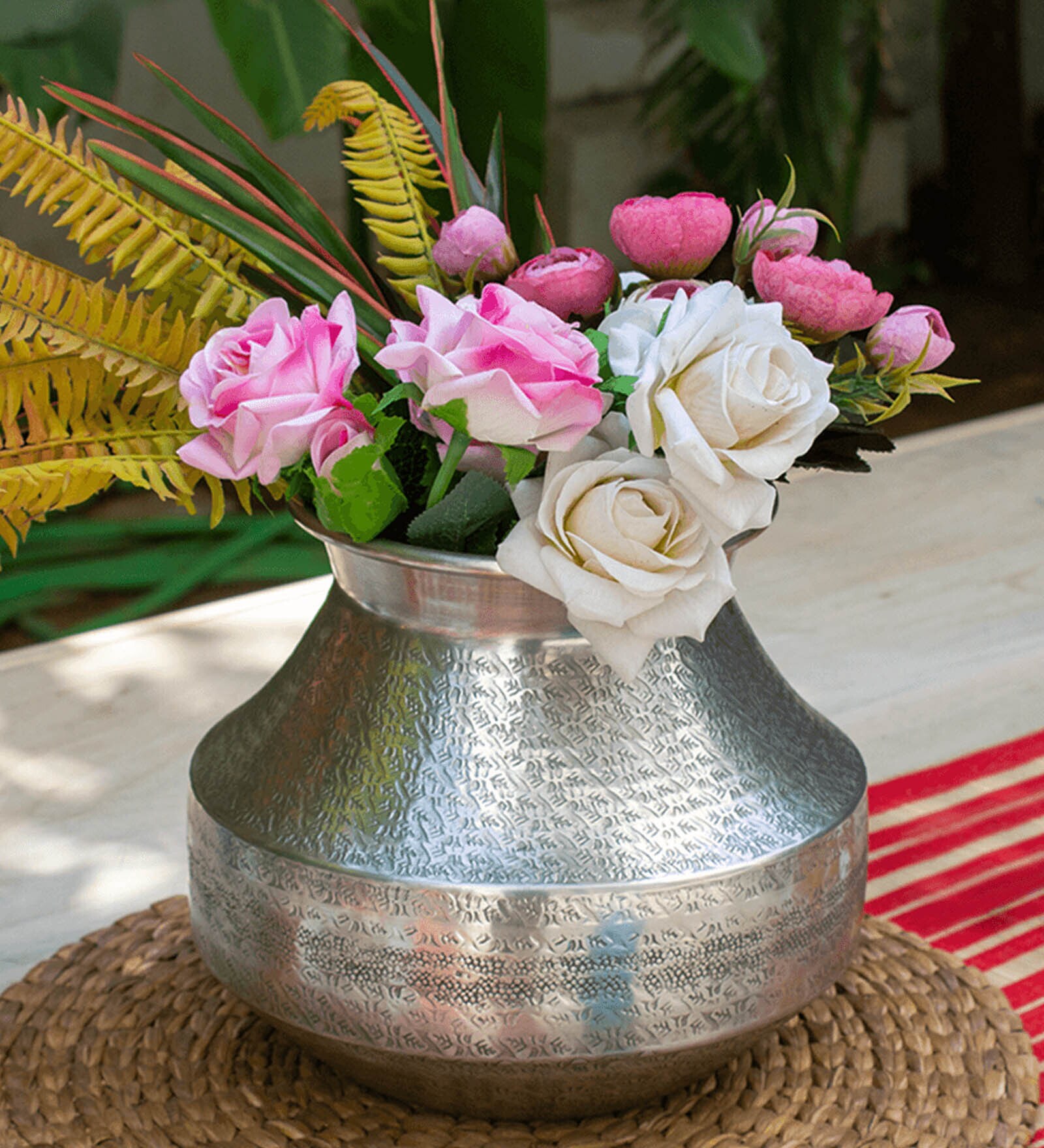 Buy Ares Silver Aluminium Vase by Home4U at 2% OFF by Home4U | Pepperfry