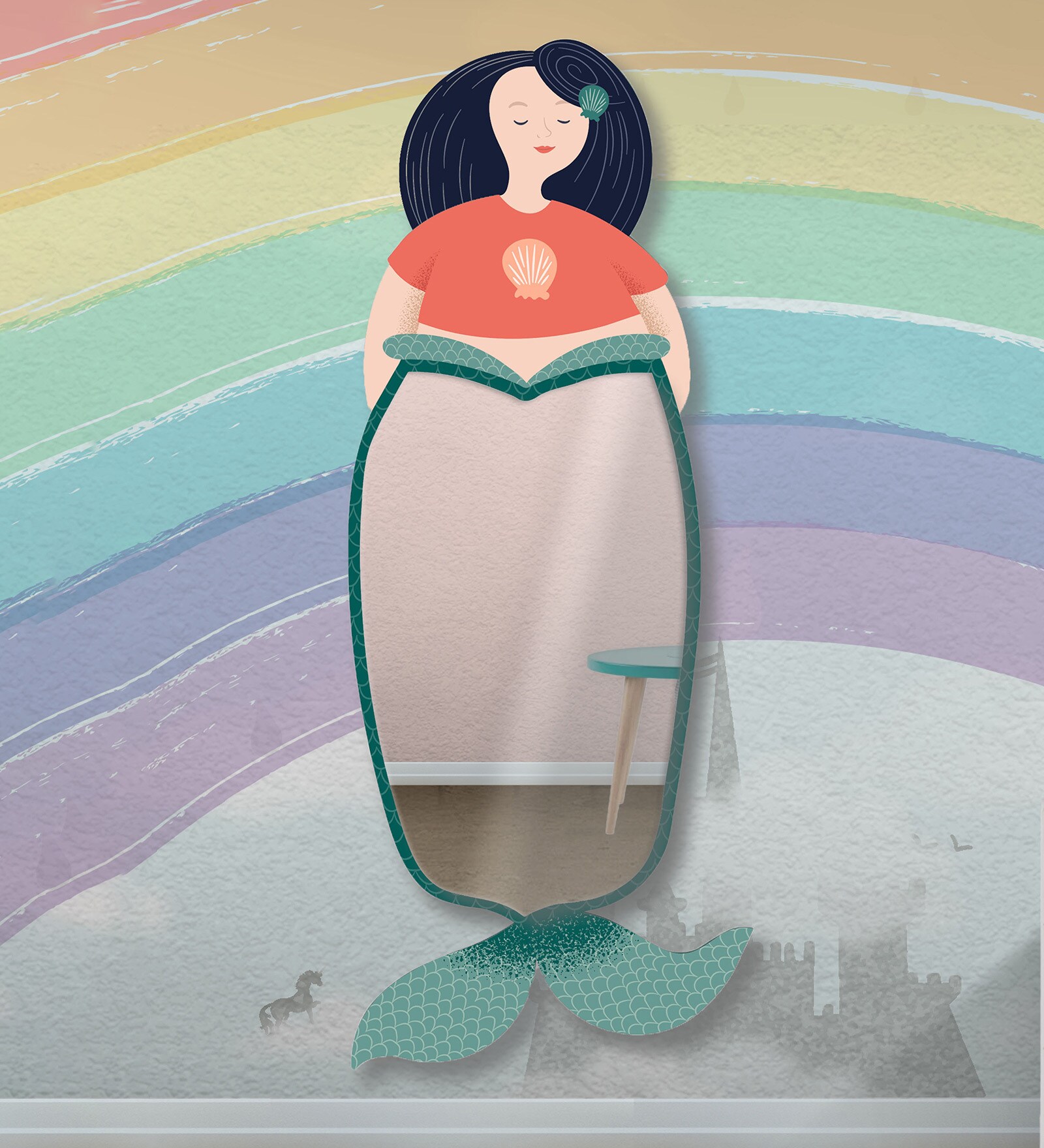 Buy Ariel themed Mirror in Teal Colour Boingg! - A Happy Start at 100% ...