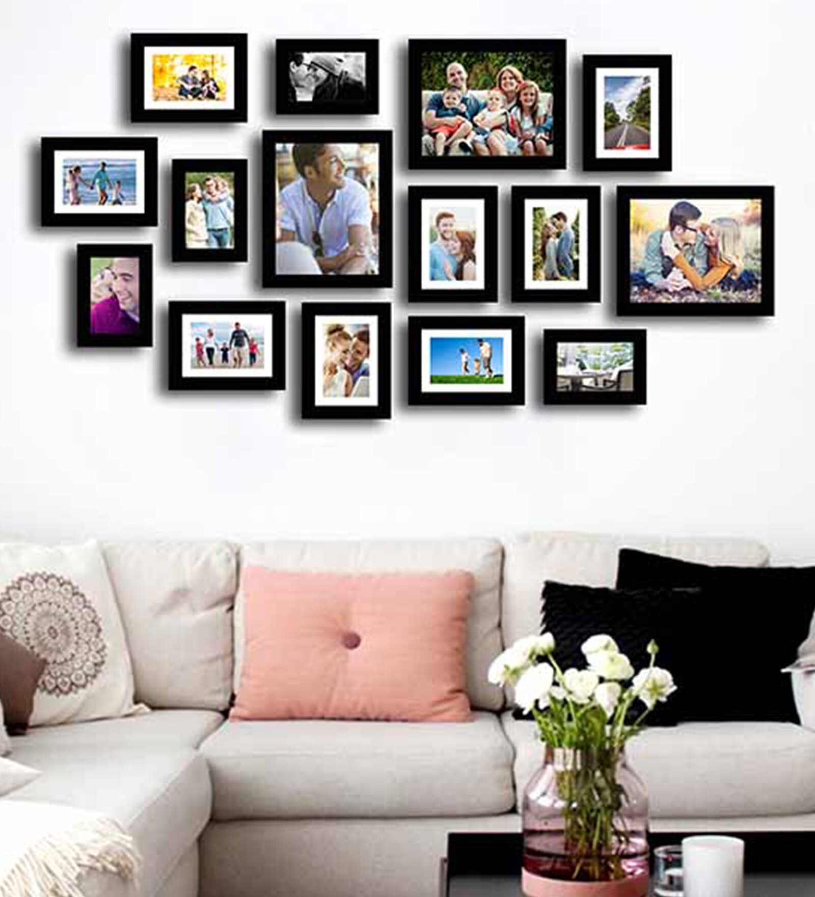 Buy Black Solid Wood Avys Set Of 15 Collage Photo Frames at 8% OFF by ...