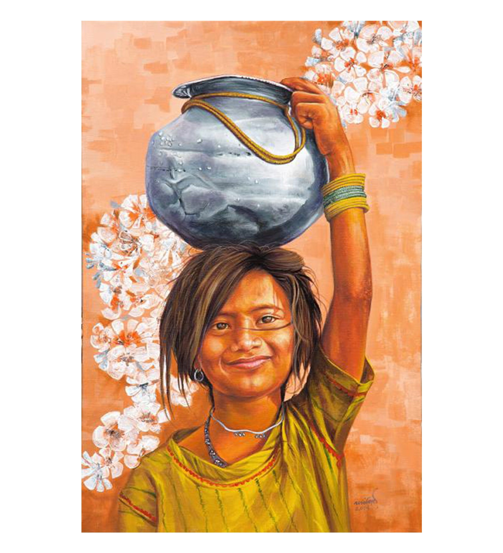 Buy Art Zolo Canvas 24 x 36 Inch Village Girl Unframed Artwork Painting ...