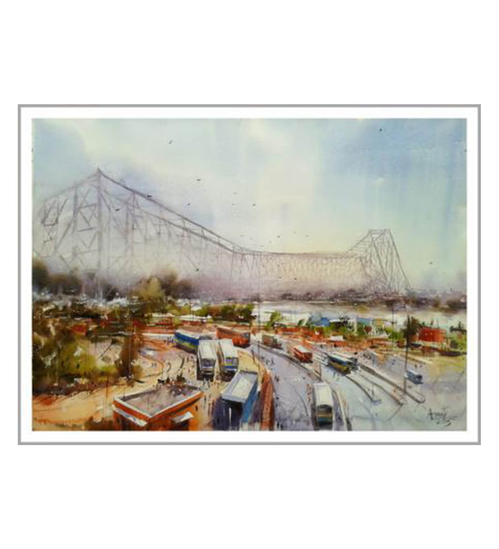 Buy Art Zolo Paper 30 x 22 Inch Howrah Bridge in Kolkata Unframed ...