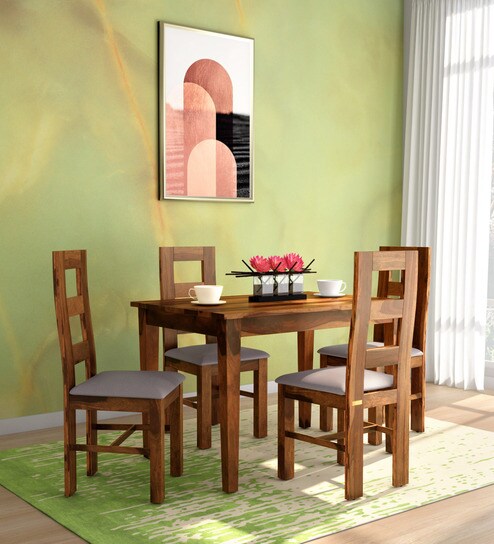 Buy Anzio Sheesham Wood 4 Seater Dining Set In Rustic Teak Finish ...