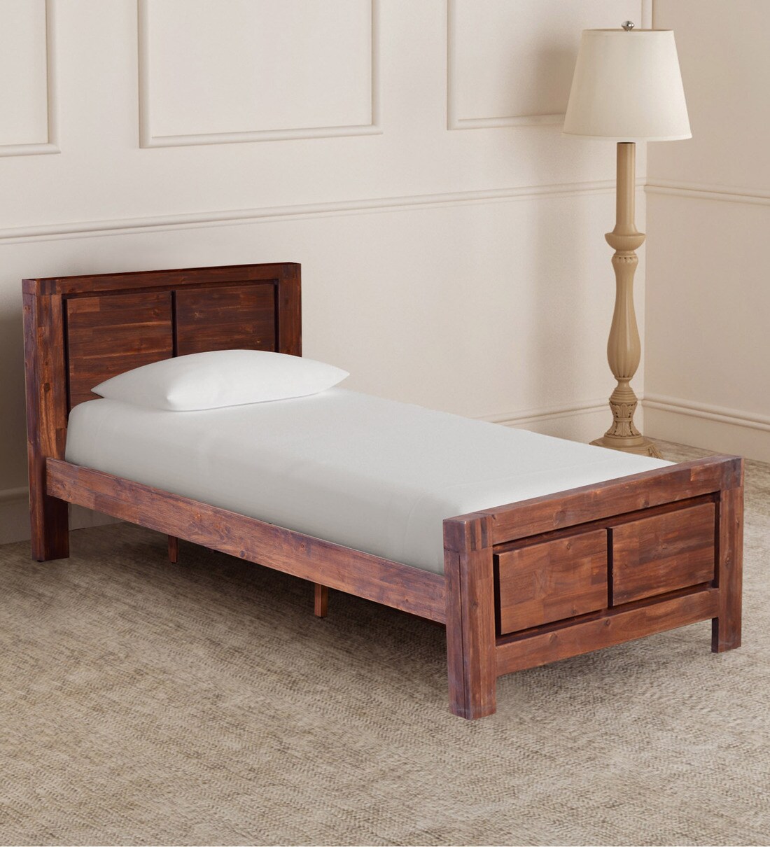 Buy Aston Solid Wood Single Bed In Honey Walnut Finish Online - Modern ...