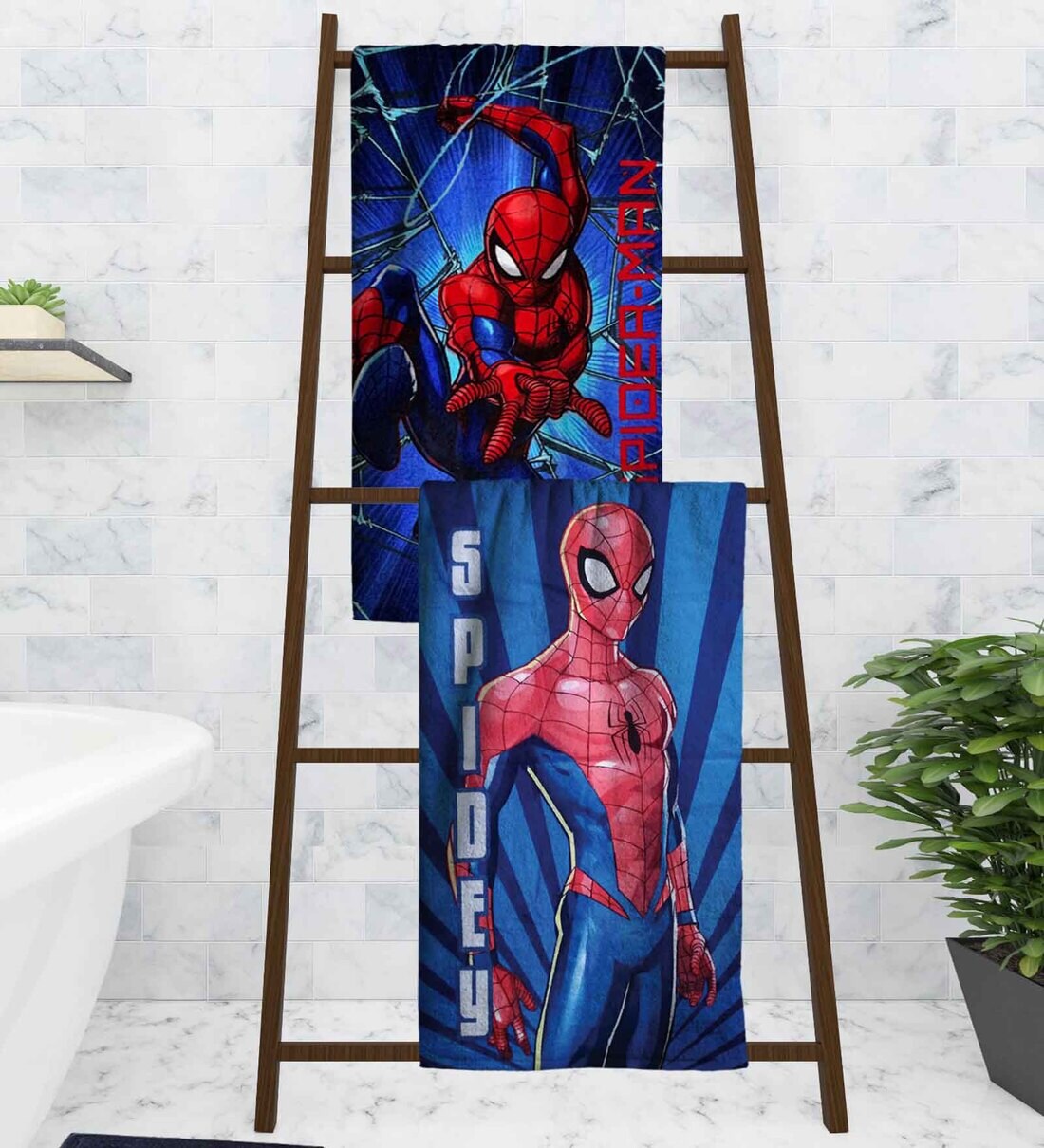 Buy Spiderman Kids Multicolor 350 GSM Cotton Towels (Set Of 2) Online - Kids Towels - Kids ...