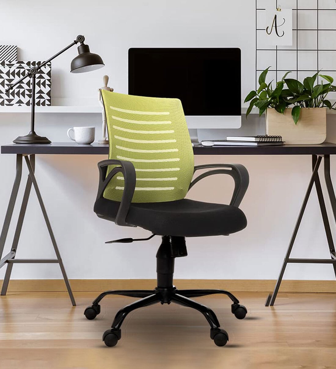 Buy Atom Breathable Mesh Ergonomic Chair in Black & Green Colour Online ...