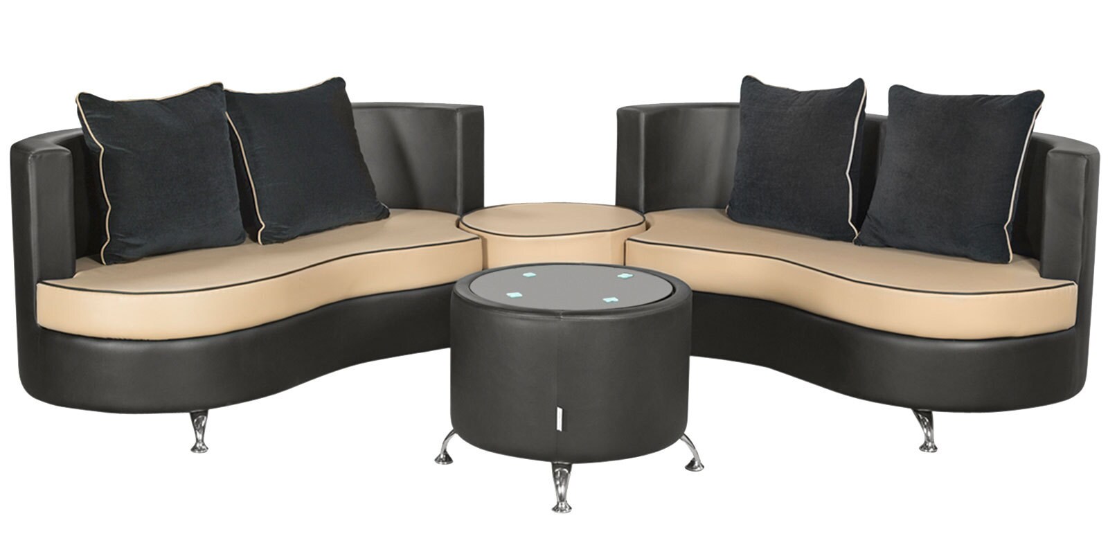 Buy Athena Plus Sofa Sectional (2+2) Seater in Beige & Black Colour by ...