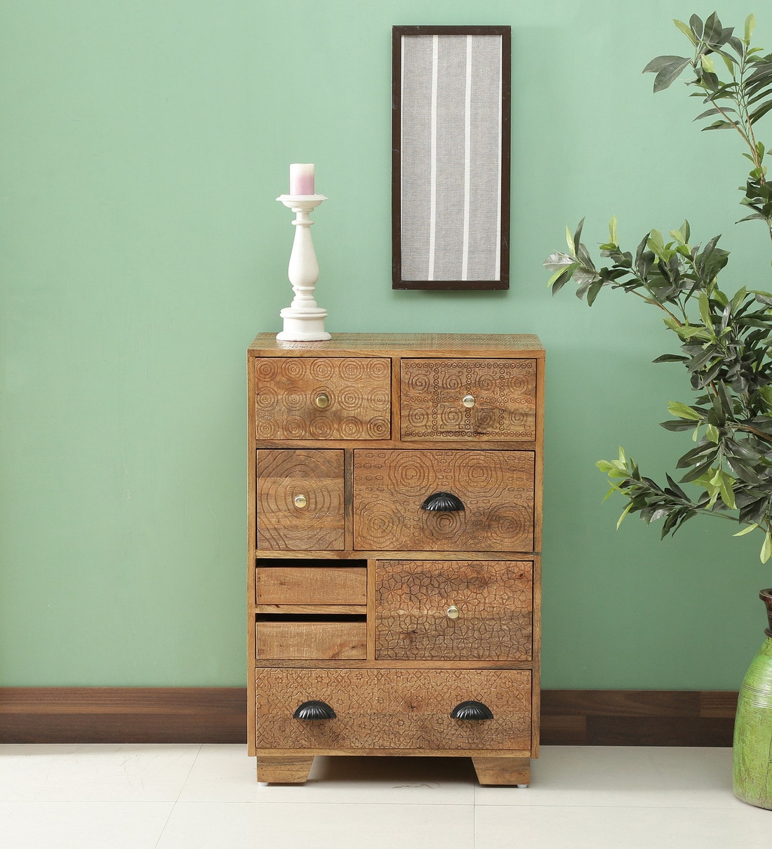 Buy Aude Solid Wood Chest Of Drawers In Natural Finish Online ...