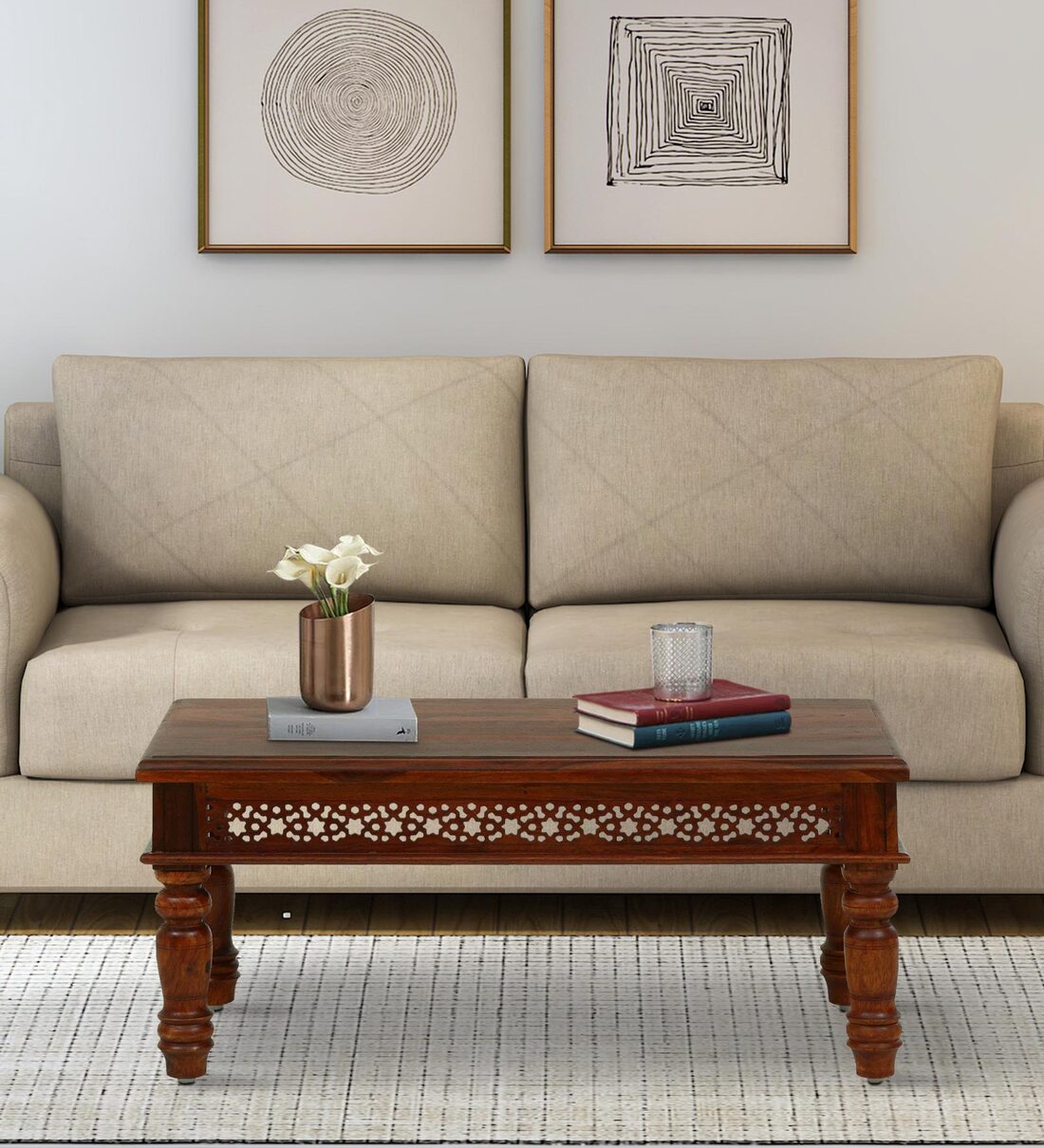 Buy Avantika Sheesham Wood Coffee Table (Small) In Honey Oak Finish ...