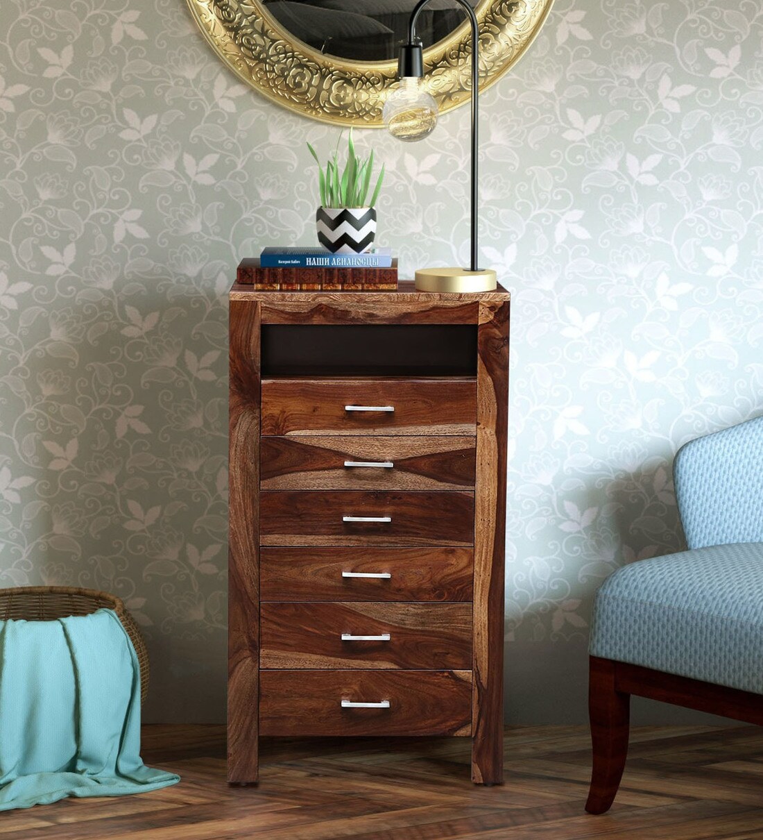 Buy Avian Sheesham Wood Chest Of Drawers In Rustic Teak Finish at 15% ...