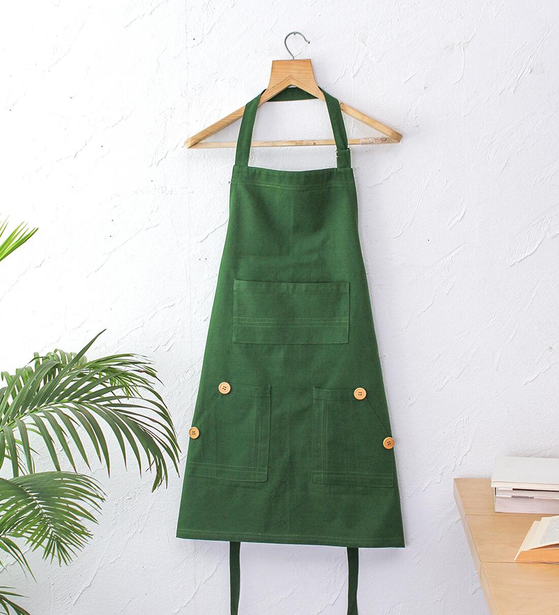 Buy Backyard Dark Green Cotton Apron at 100% OFF by House This | Pepperfry