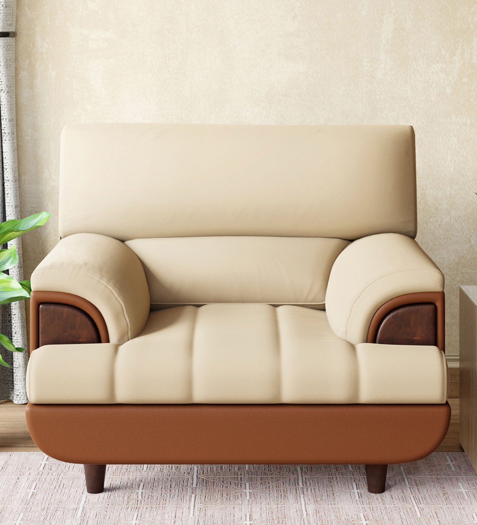 Buy Bayflow Leatherette 1 Seater Sofa In Toffee Beige Colour at 22% OFF ...