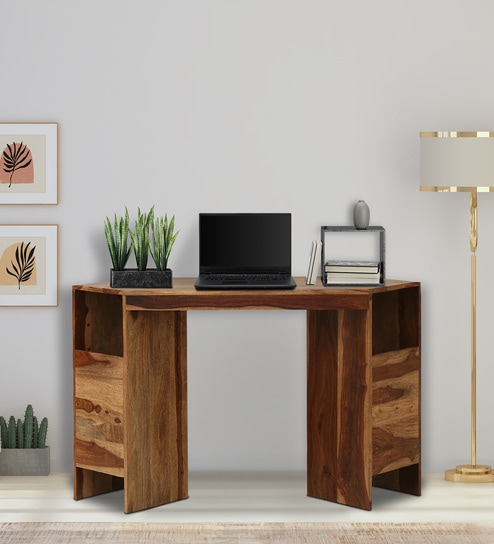 Buy Basalt Solid Wood Study Table In Honey Oak Finish Online ...