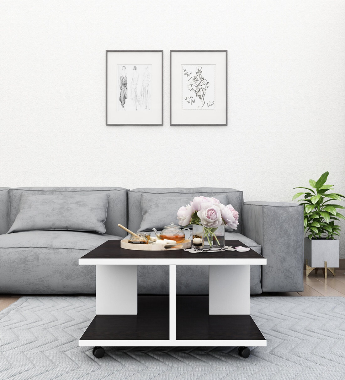 Buy Beha Movable Coffee Table in Wenge & Frosty White Finish at 19% OFF ...