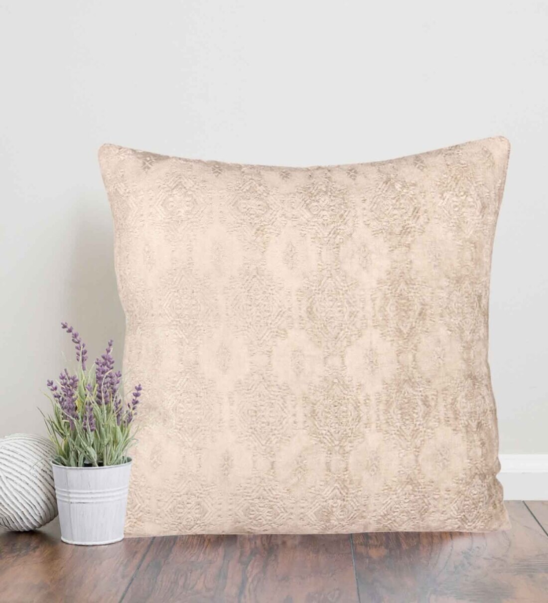 Buy Beige Traditional Ethnic Cotton 12 x 12 Inches Cushion Cover by ...