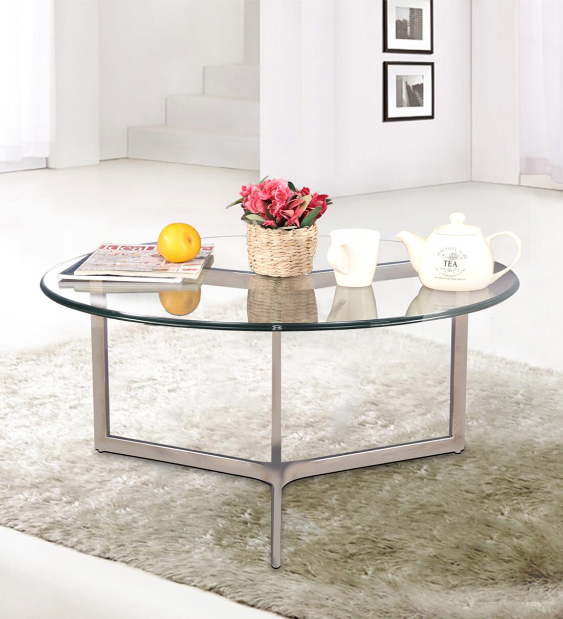 Buy Benz Stainless Steel Glass Top Center Table By HomeTown Online ...