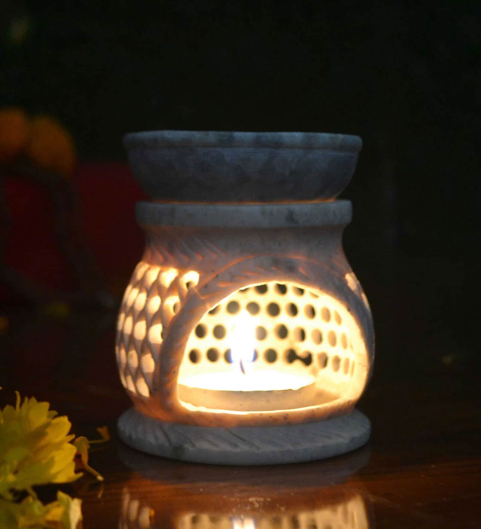 Buy Beige Soapstone Jali Oil Diffuser with Essential Oil by Katkaria ...