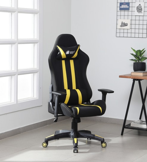 Buy Beast Fabric Gaming Chair in Black & Yellow Colour Online - Gaming ...